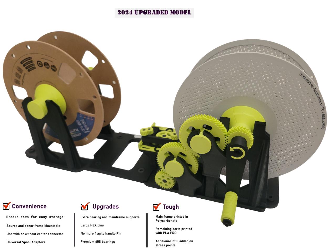 UPGRADED Universal 3D Filament Re-spooler/transfer - Pre-assembled ...