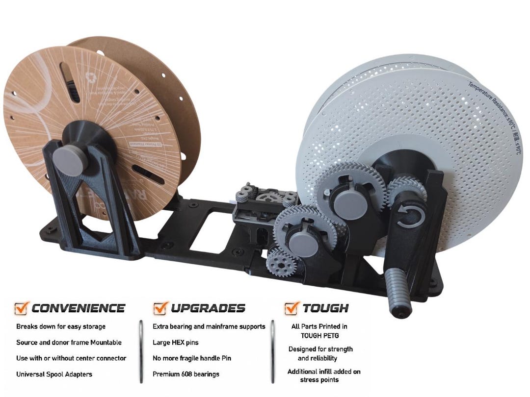 UPGRADED Universal 3D Filament Re-spooler/transfer - Pre-assembled ...