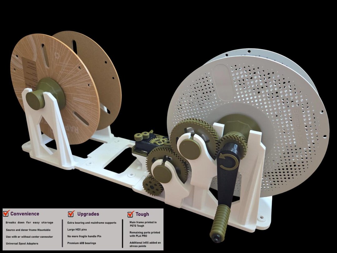 UPGRADED Universal 3D Filament Re-spooler/transfer - Pre-assembled ...