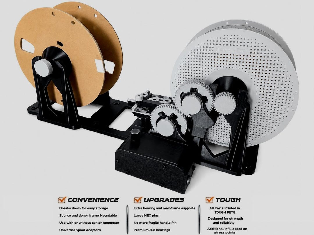 Motorized UPGRADED Universal 3D Filament Respooler/spooler - Pre ...