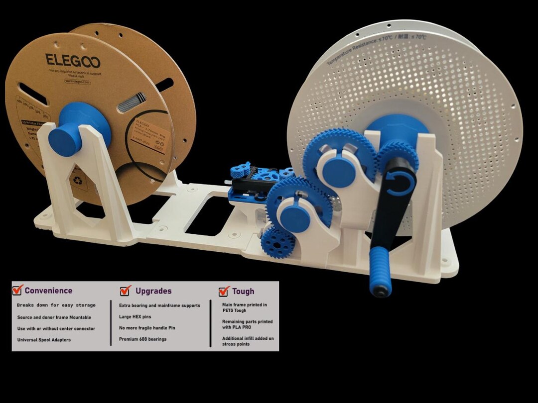 UPGRADED Universal 3D Filament Re-spooler/transfer - Pre-assembled ...