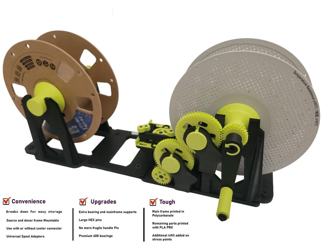UPGRADED Universal 3D Filament Re-spooler/transfer - Pre-assembled ...