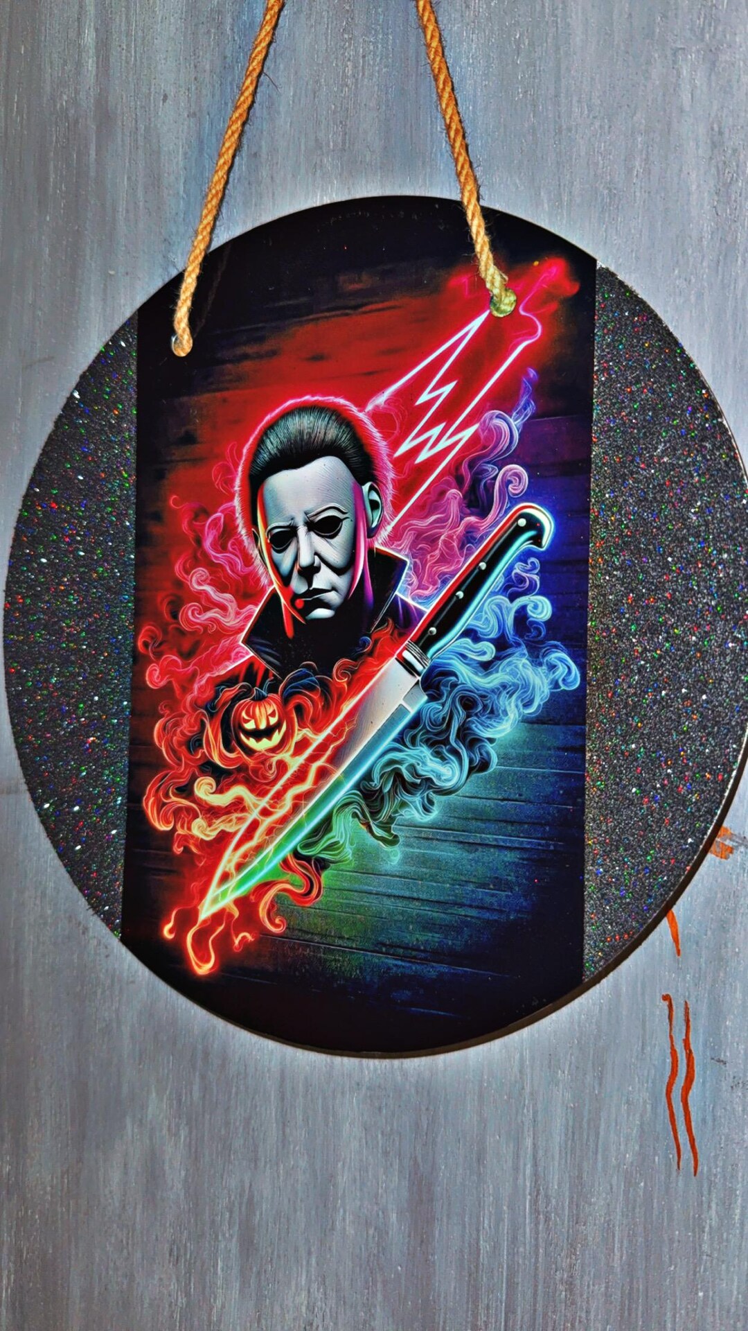 Michael Myers Neon Halloween Door Hanger – Horror Movie Wall Decor With ...