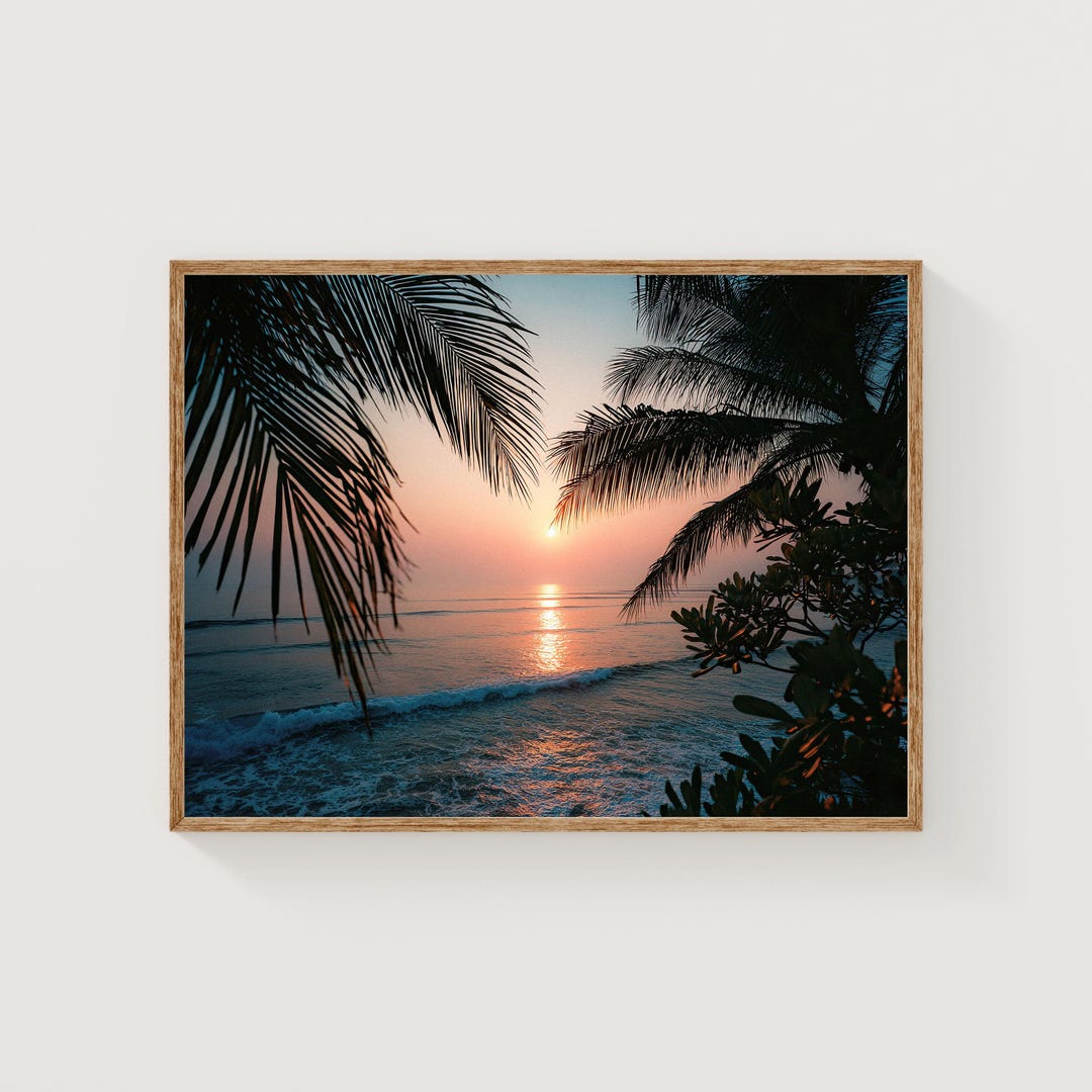 Bali Sunset Beach Print, Palm Tree Photography, Coastal Home Decor - Etsy