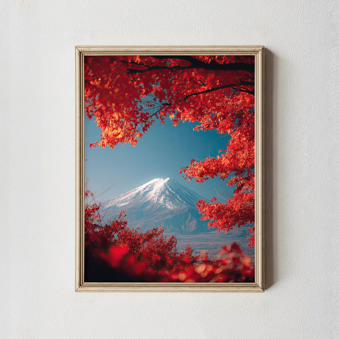 Mount Fuji Autumn Maple Print, Japan Landscape Wall Art - Etsy