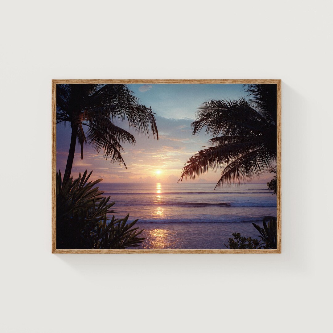 Bali Sunset Beach Print, Tropical Palm Photography, Coastal Decor - Etsy