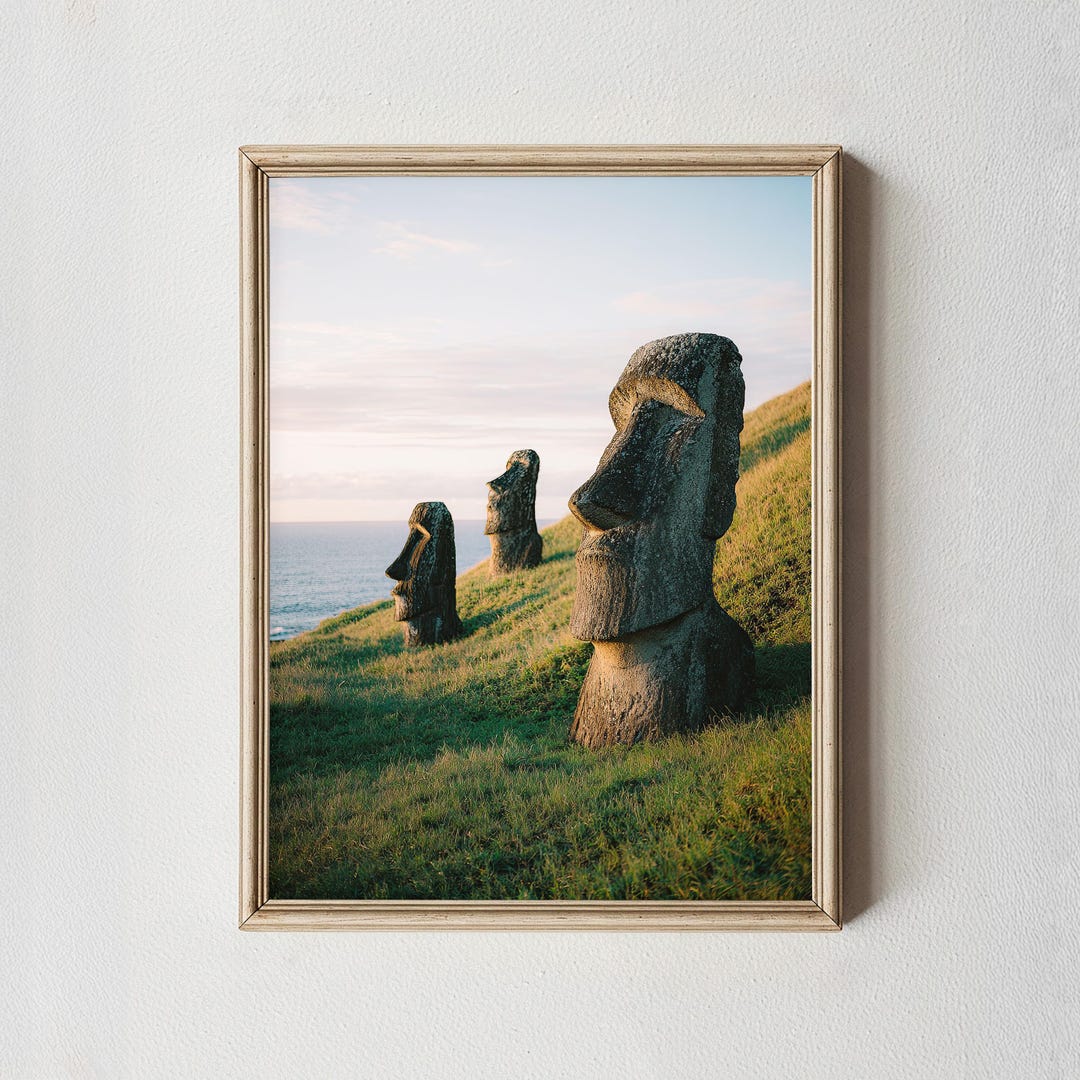 Easter Island Moai Statues Art Print | Chile Landscape Decor - Etsy