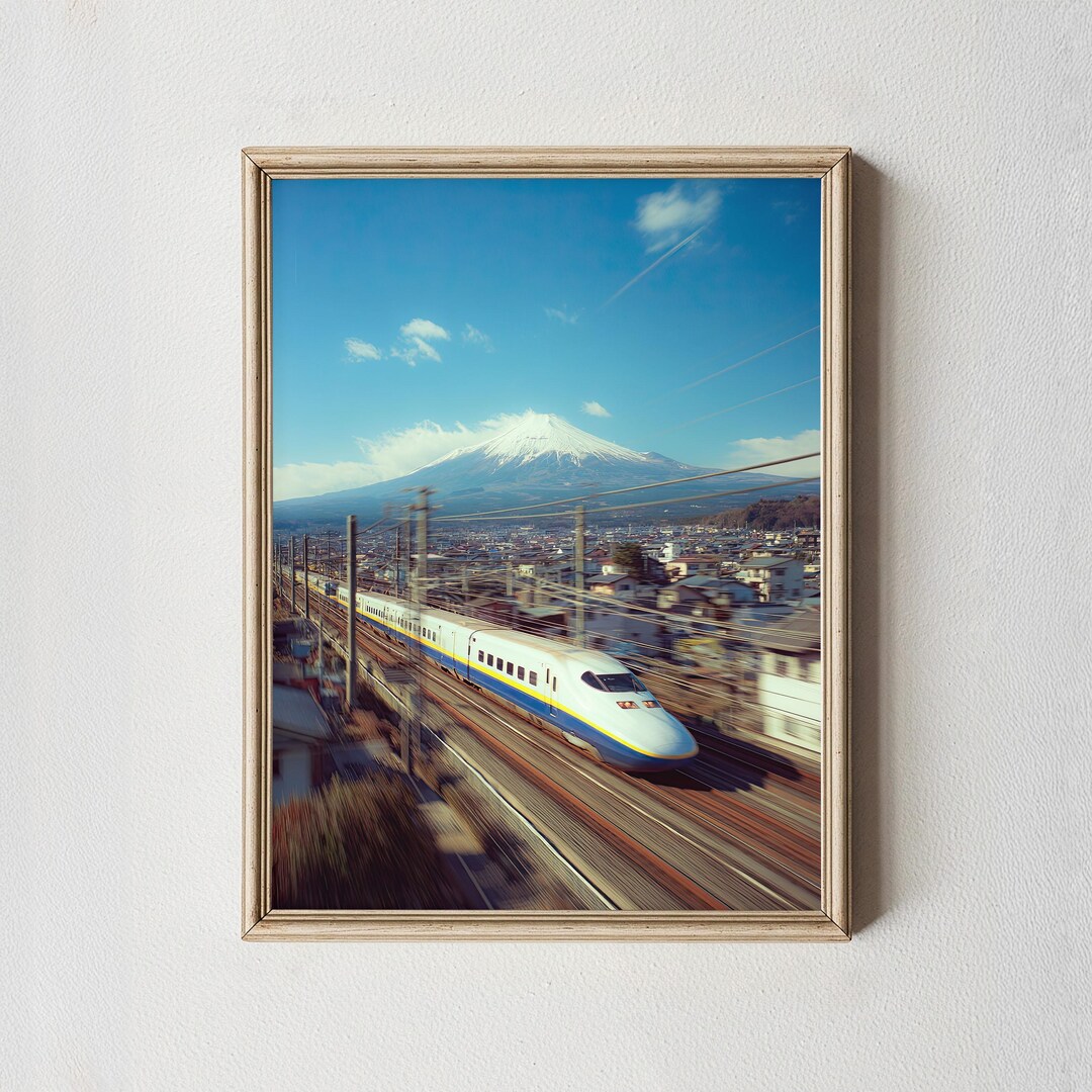 Shinkansen Train and Mount Fuji Print, Japan Travel Wall Art - Etsy