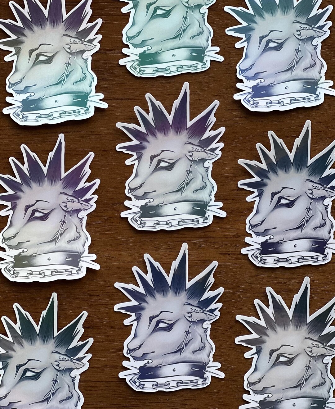 Heavy Metal Sheep Holographic Sticker - Waterproof Die Cut Holographic ...