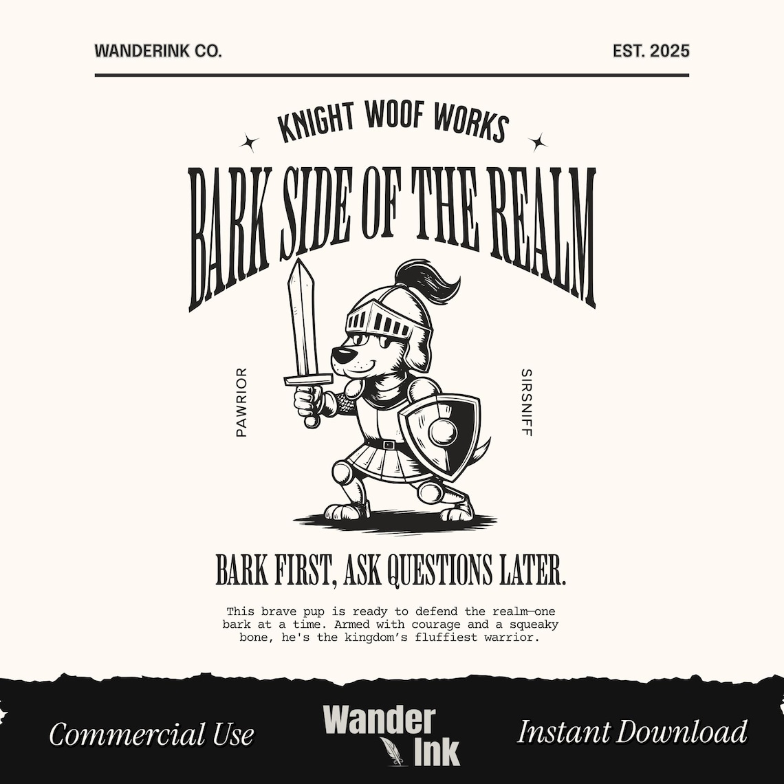 Retro Hand-drawn Dog Knight SVG PNG – Funny Medieval Warrior Pup ...