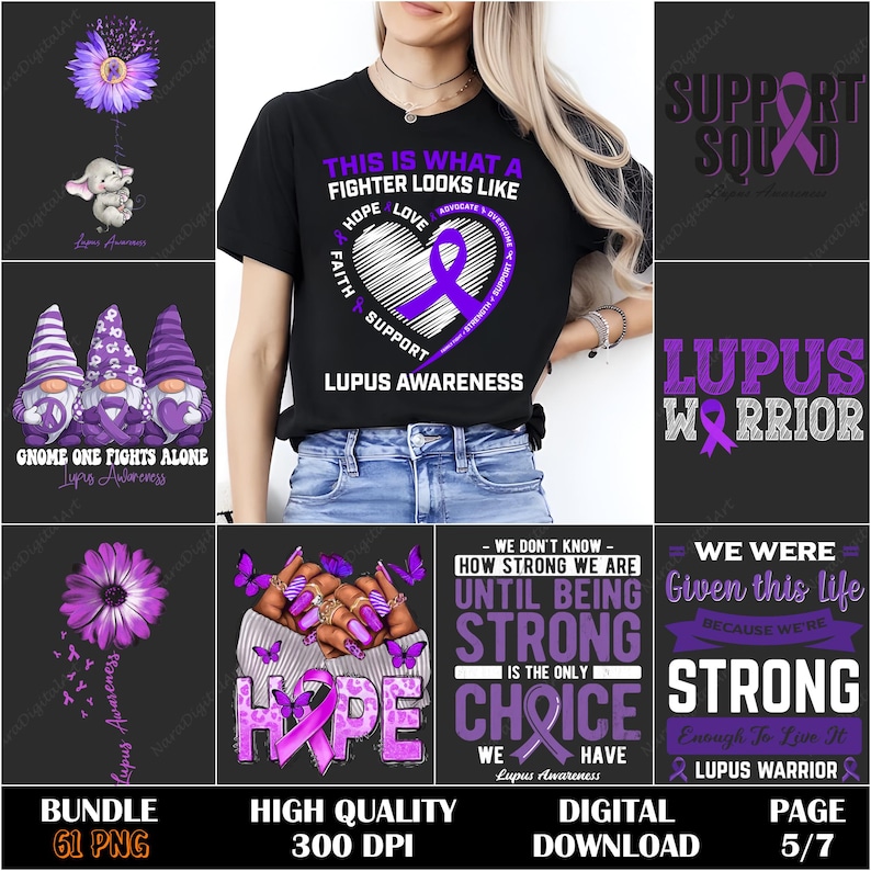 Lupus Awareness Bundle, Purple Ribbon PNG, I Wear Purple Designs ...