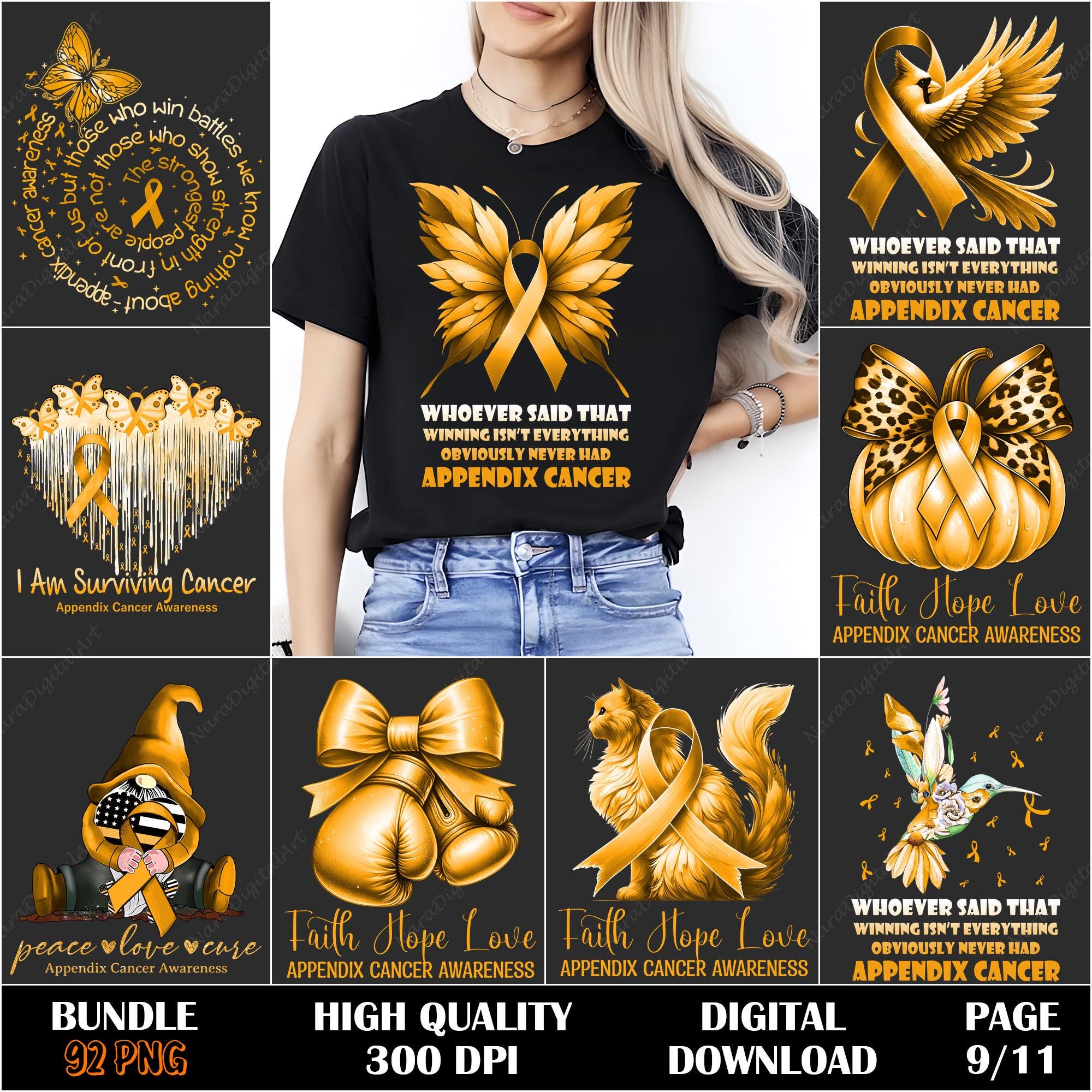 Appendix Cancer PNG, Amber Ribbon Design, Cancer Awareness Bundle ...