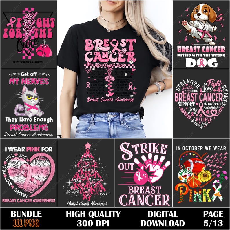 Breast Cancer PNG, Cancer Awareness Bundle, Pink Ribbon Design ...