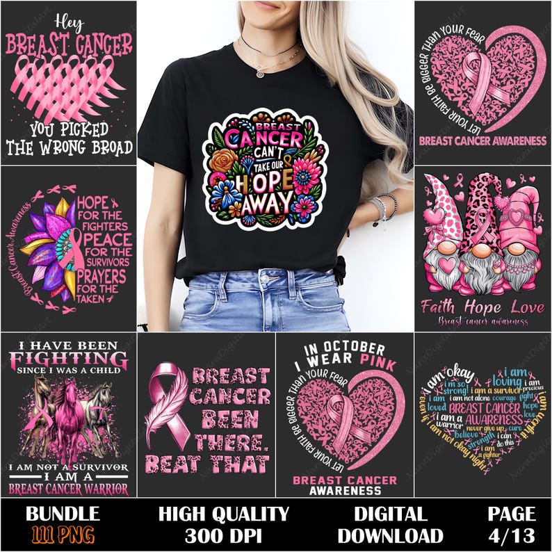 Breast Cancer PNG, Cancer Awareness Bundle, Pink Ribbon Design ...