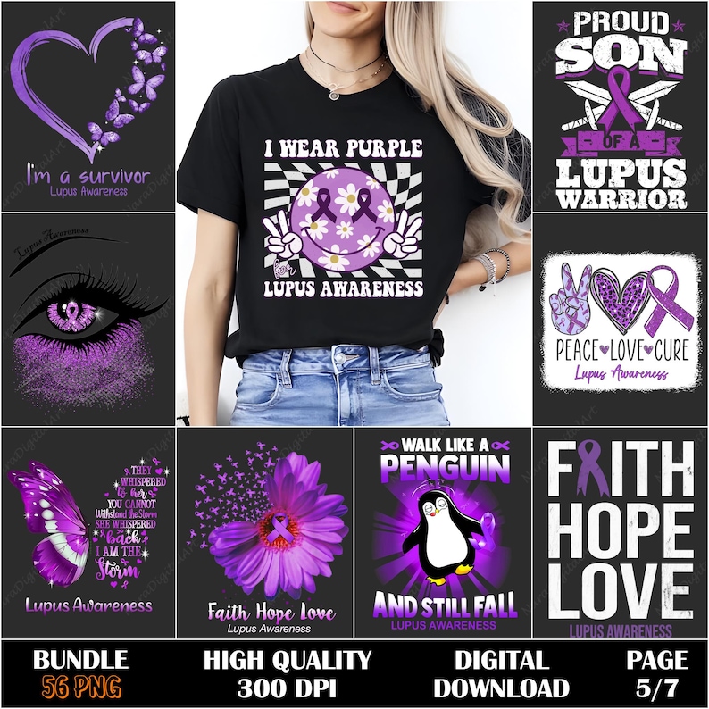 Lupus Awareness Bundle, Lupus PNG Collection, Purple Butterfly Designs ...