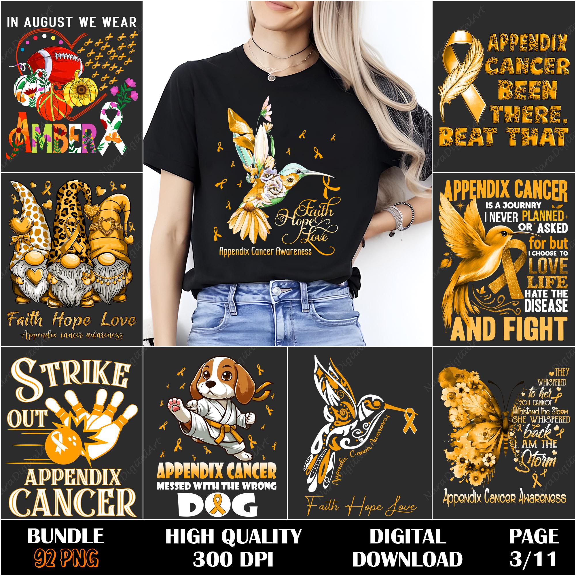 Appendix Cancer PNG, Amber Ribbon Design, Cancer Awareness Bundle ...