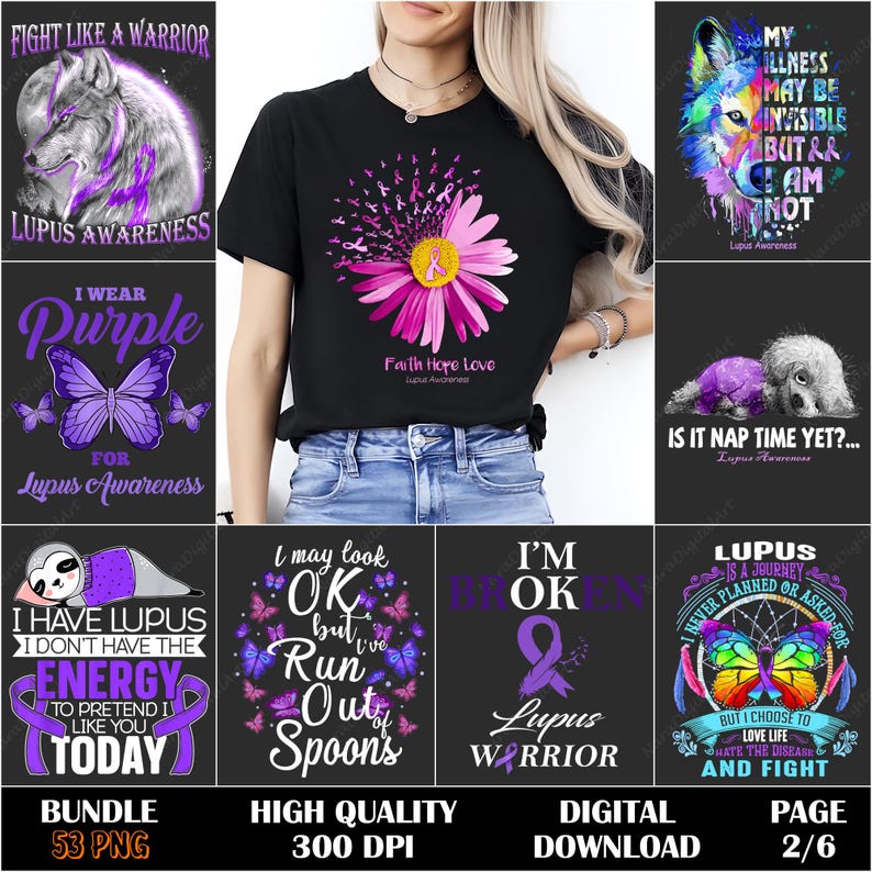 Lupus Awareness PNG, Purple Ribbon Sublimation, Chronic Illness Clipart ...