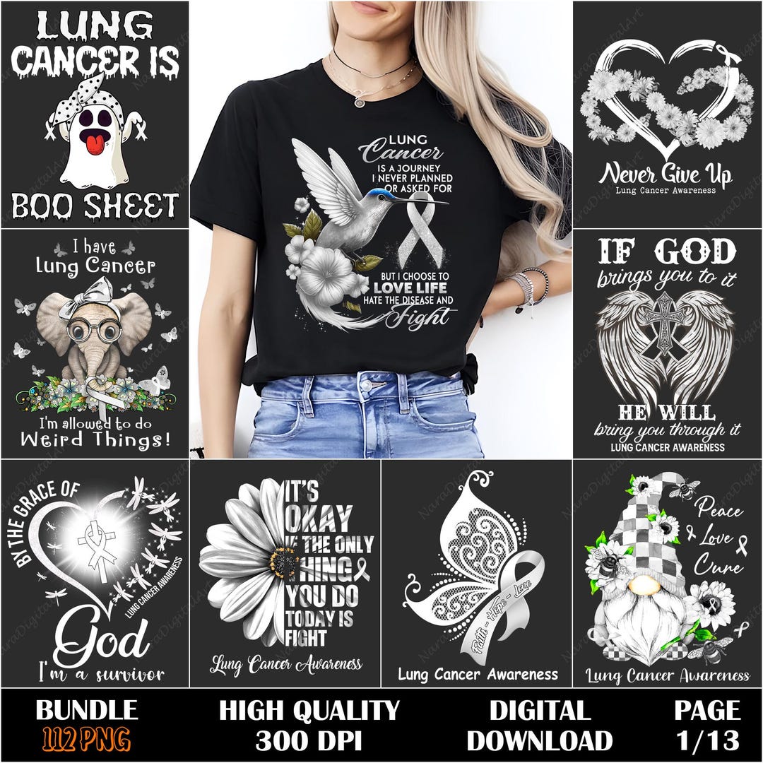 Lung Cancer PNG, White Ribbon Bundle, Cancer Awareness Designs ...