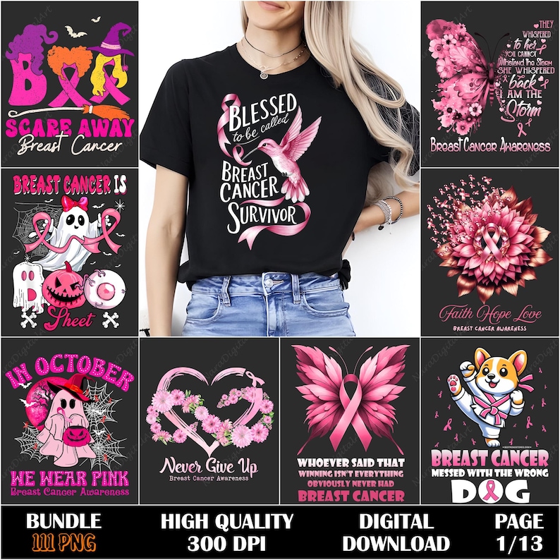 Breast Cancer PNG, Cancer Awareness Bundle, Pink Ribbon Design ...