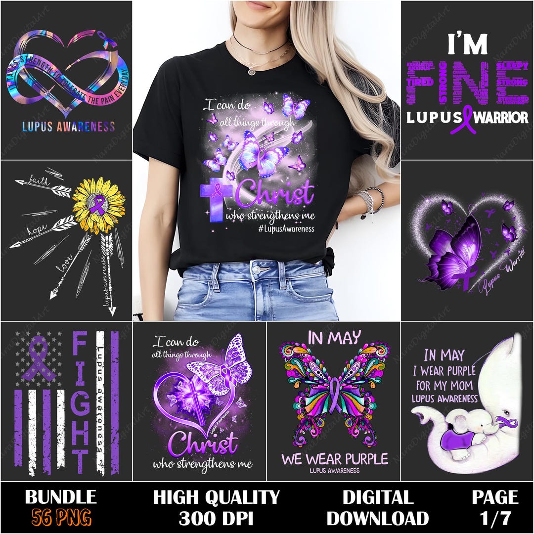 Lupus Awareness Bundle, Lupus PNG Collection, Purple Butterfly Designs ...