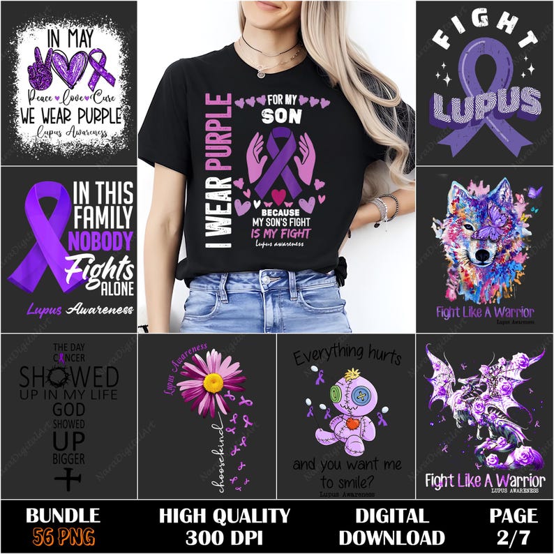 Lupus Awareness Bundle, Lupus PNG Collection, Purple Butterfly Designs ...