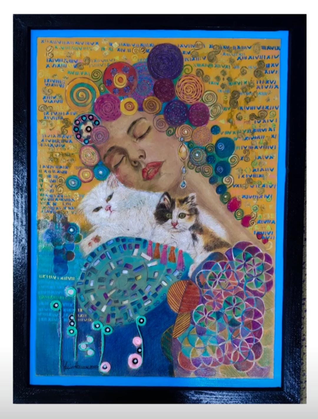 Abstract Woman & Cat Painting: Mixed Media Portrait Art - Etsy