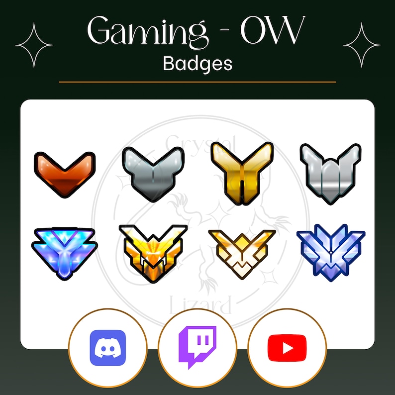 Gaming - OW Twitch Discord Youtube Badges - Etsy