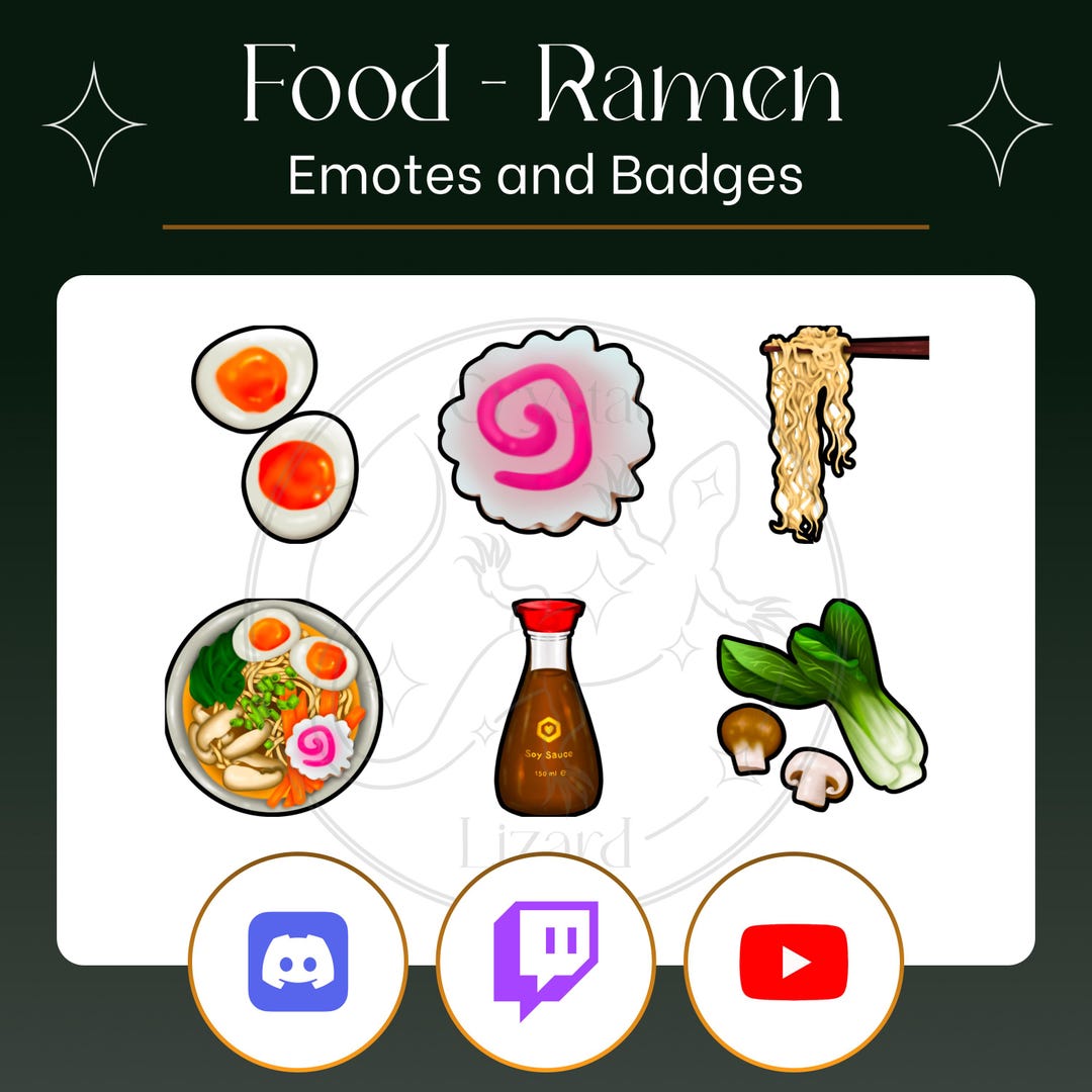 Food - Ramen Twitch Discord Youtube Emotes and Badges - Etsy UK