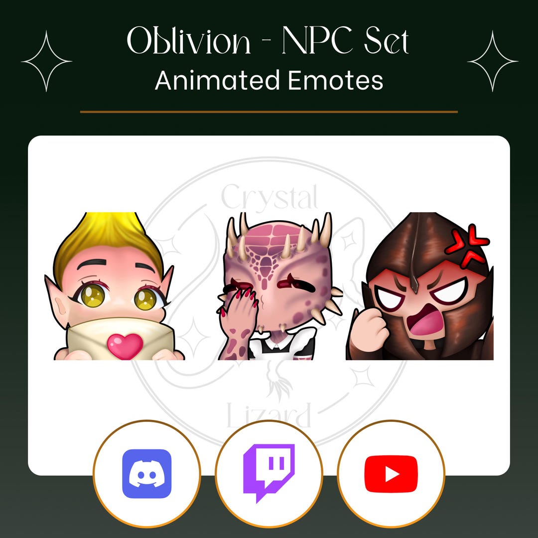 Oblivion NPC Set Animated Emotes | Animated Twitch Emotes | Discord ...