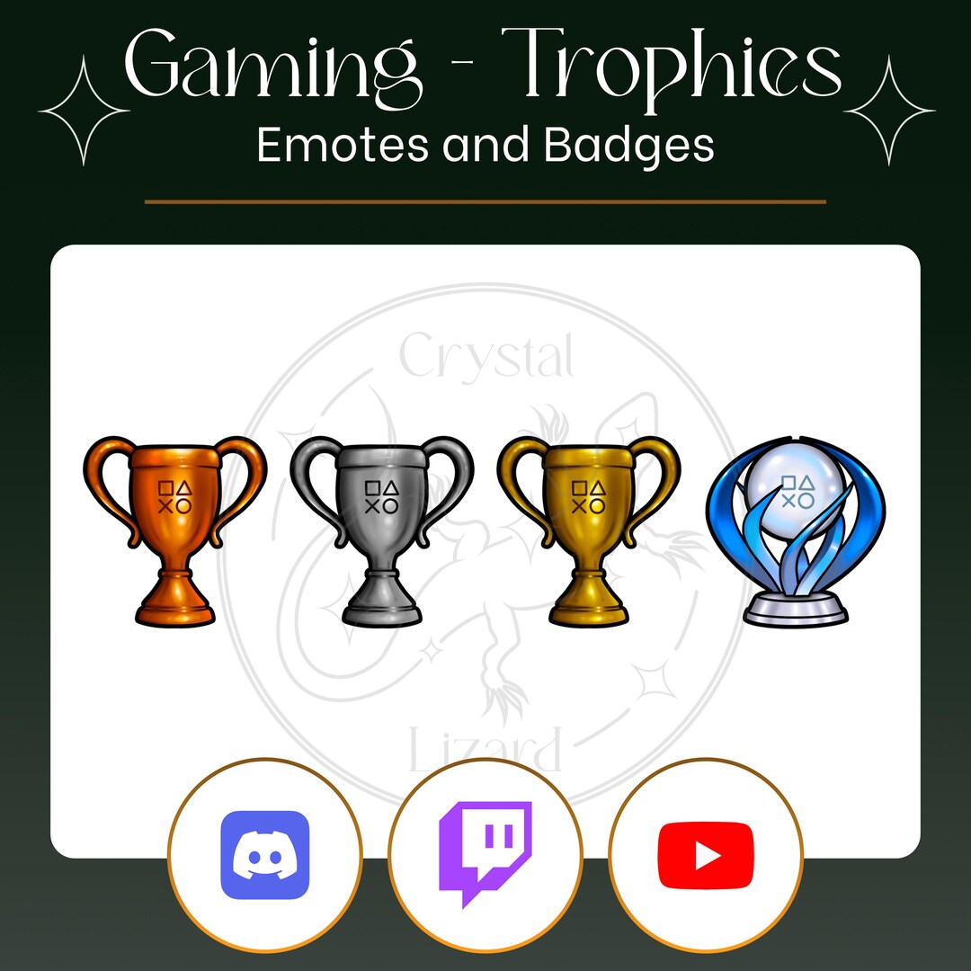 Platinum Trophy Twitch Emotes | Platinum Subscriber Badges | Bit Badges ...