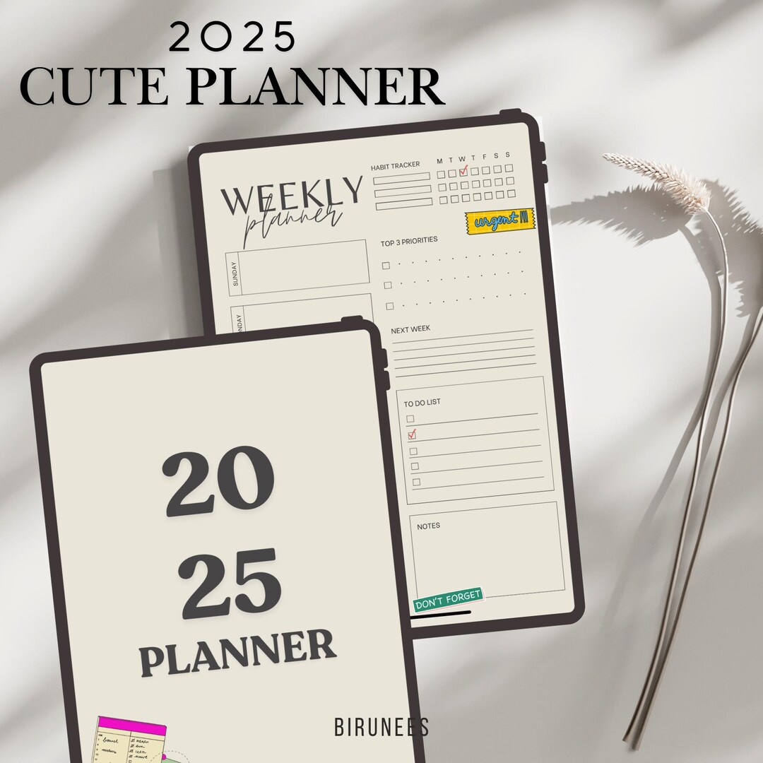 Minimalist 2025 Planner - Brown Pastel Digital Planner | Daily, Weekly ...