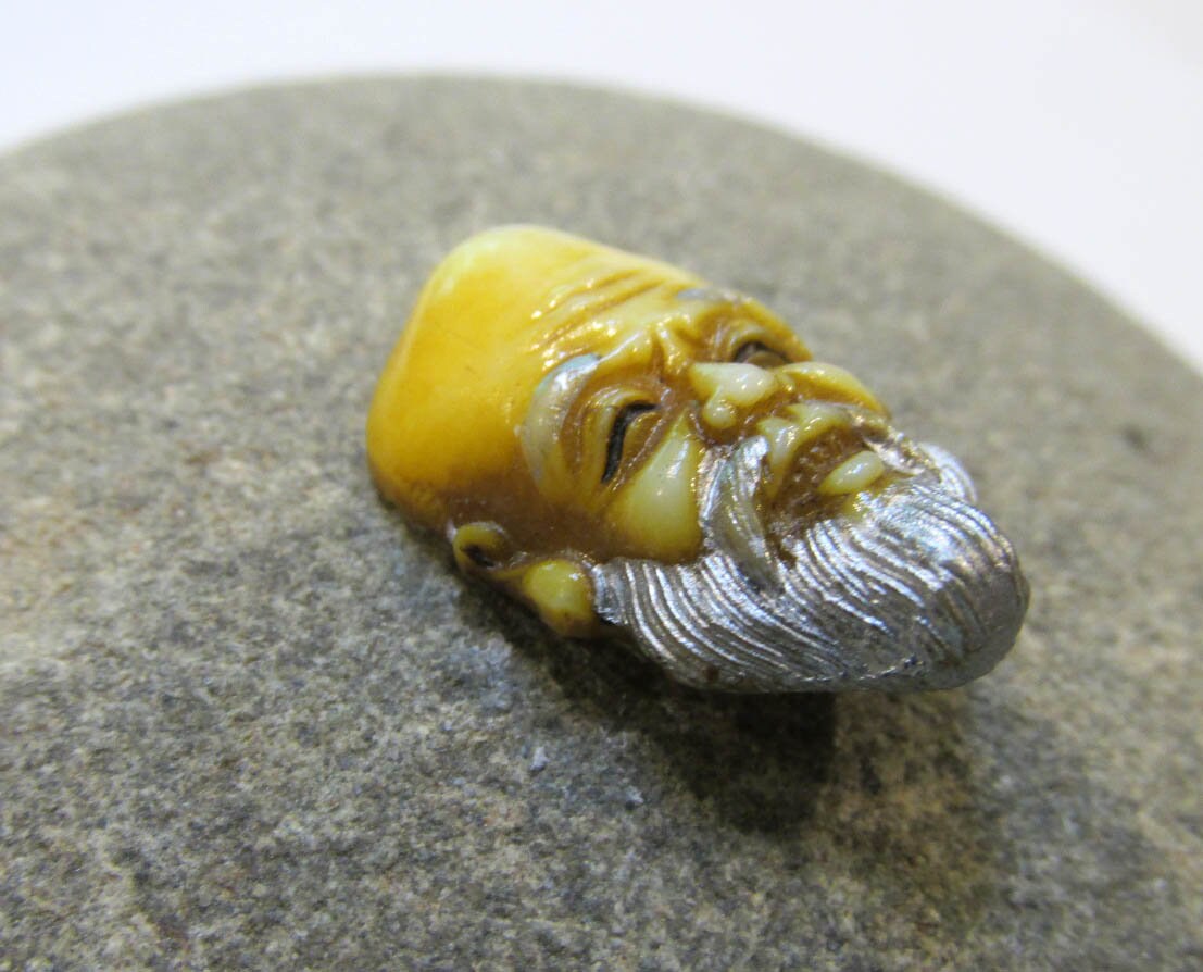 Antique Button MUST SEE Painted Bone Button Japanese Signed Carved Bone ...
