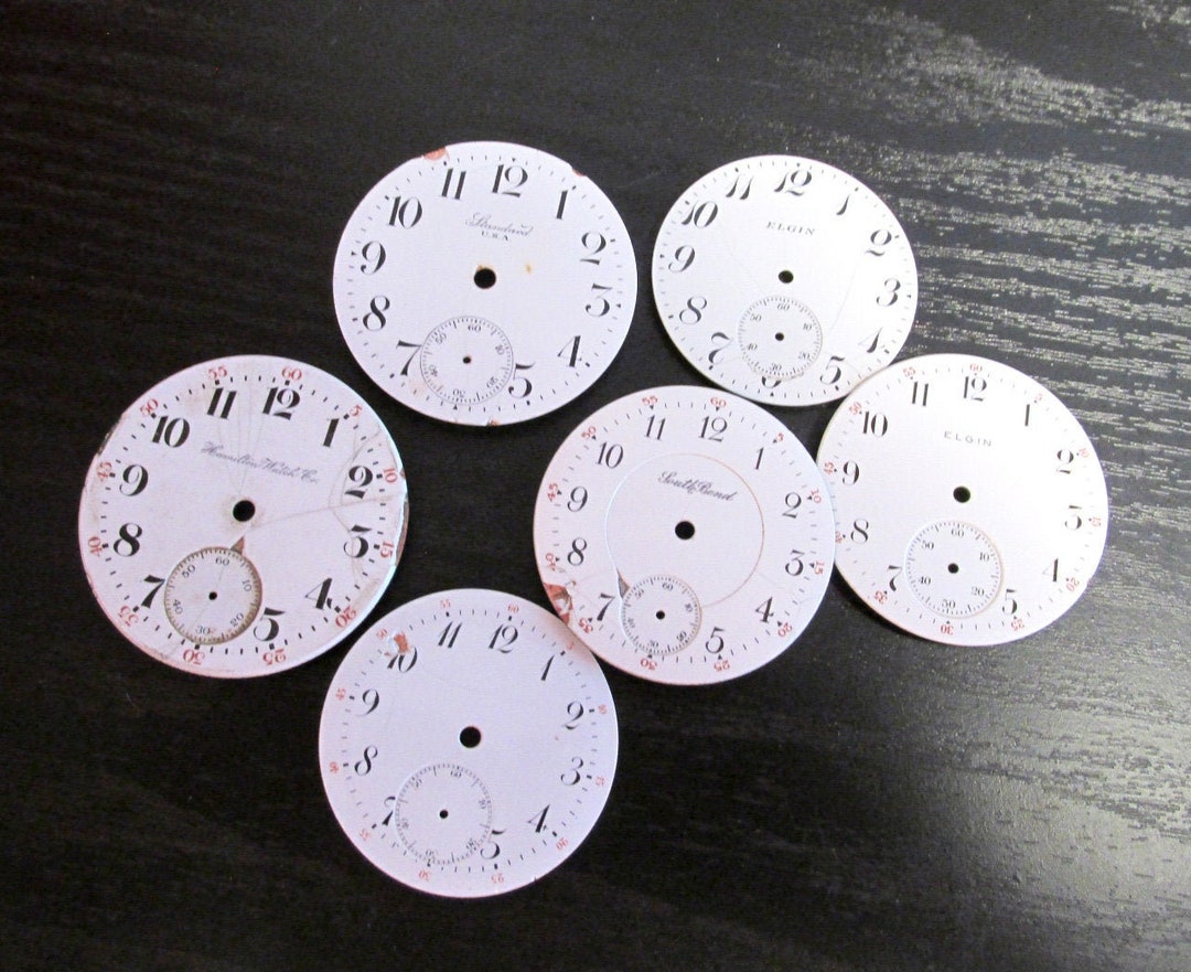Porcelain Pocket Watch Faces VINTAGE Watch Plates Six 6 Porcelain Watch ...