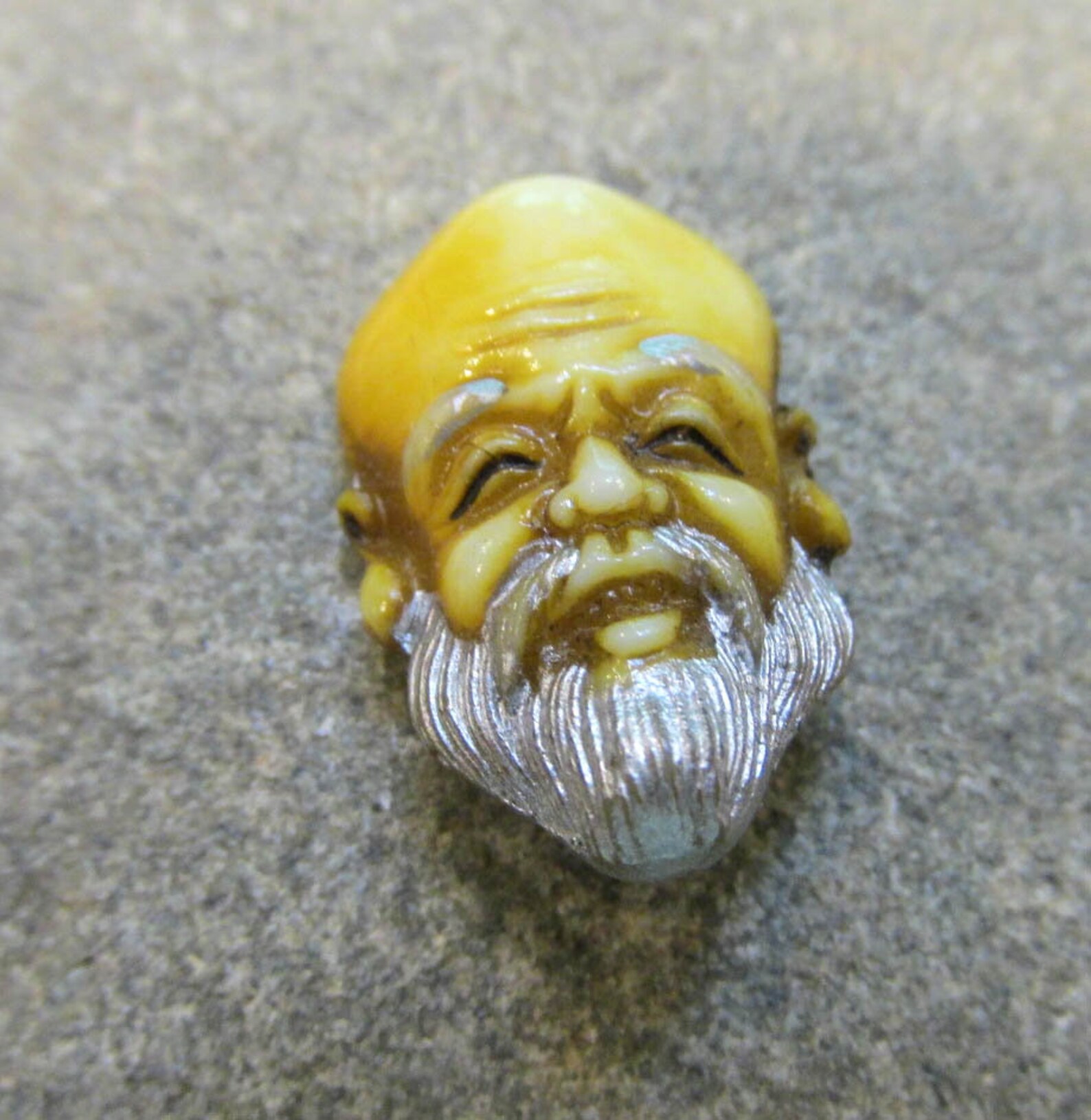 Antique Button MUST SEE Painted Bone Button Japanese Signed Carved Bone ...