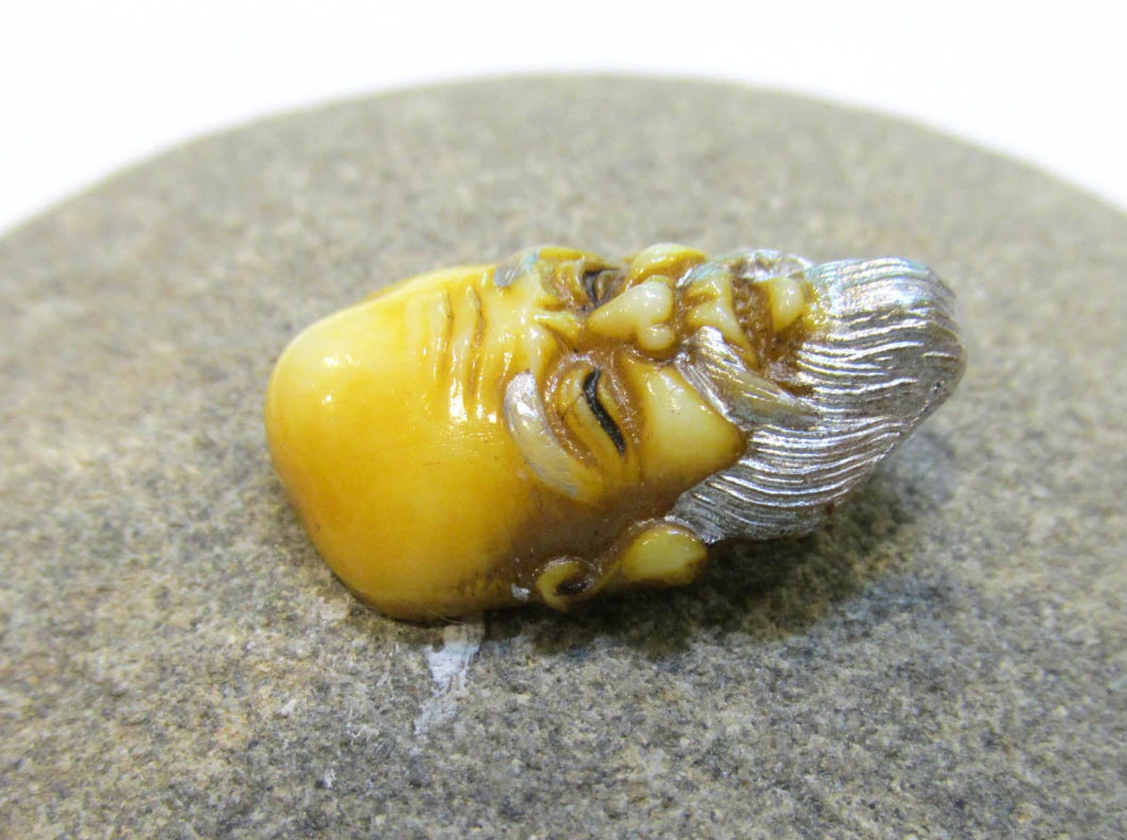Antique Button MUST SEE Painted Bone Button Japanese Signed Carved Bone ...