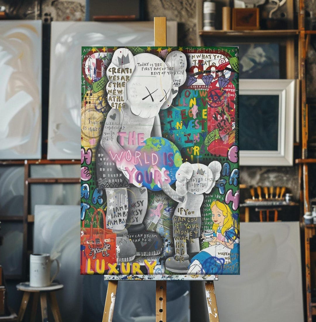 Kaws Inspired Art, Small Kaws Holding the World, the World is Yours ...