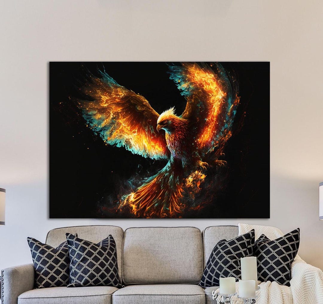 Phoenix Wall Art, Huge Canvas Wall Art, Phoenix Bird Canvas, the ...