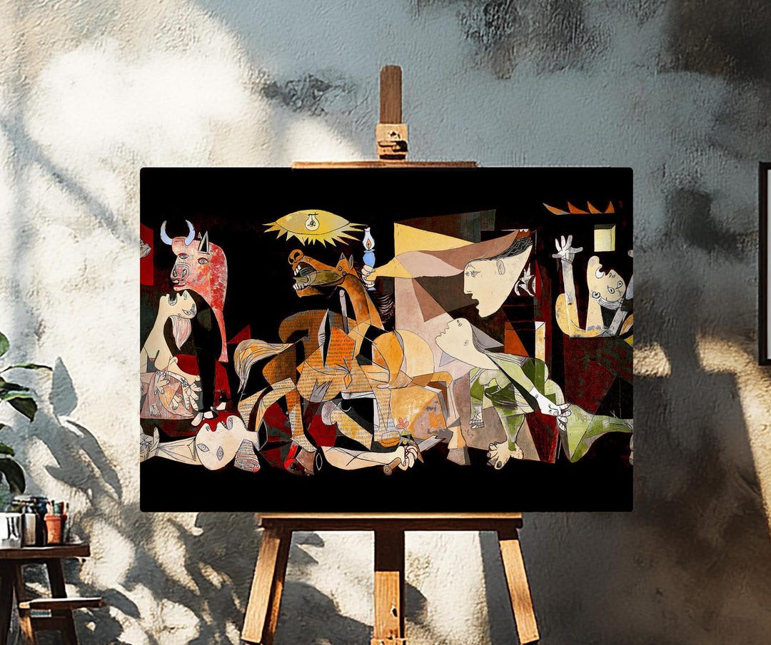 Colorized Picasso Guernica, Modern Abstract Art, Vibrant Oil Painting ...