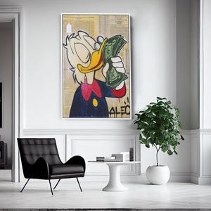 Scrooge Mcduck Dollars Pop Art Canvas – Bold Cartoon Money Wall Art for ...