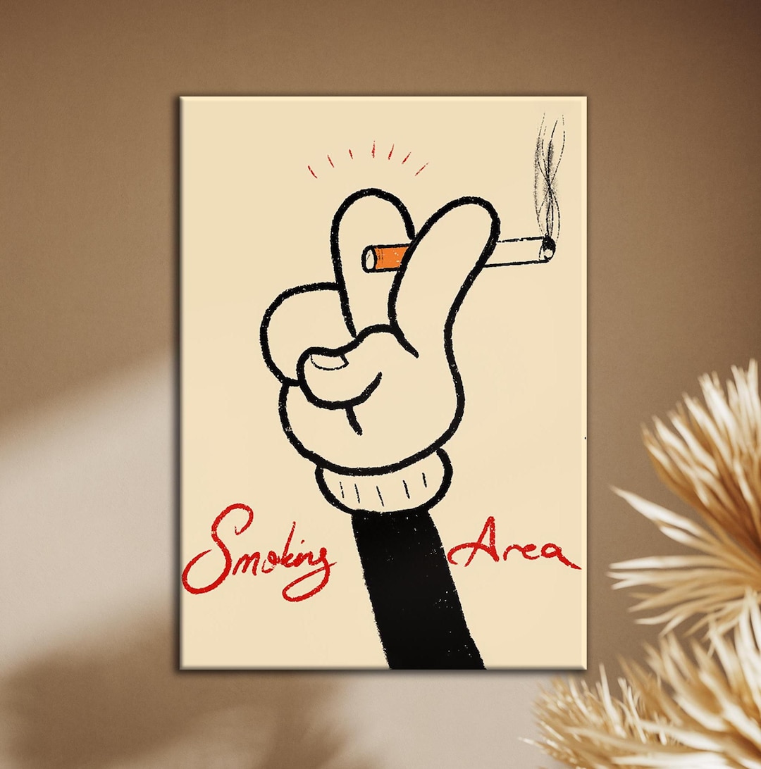 Mickey Smoking Area Print - Cool Cartoon Art - Vintage Street Wall ...