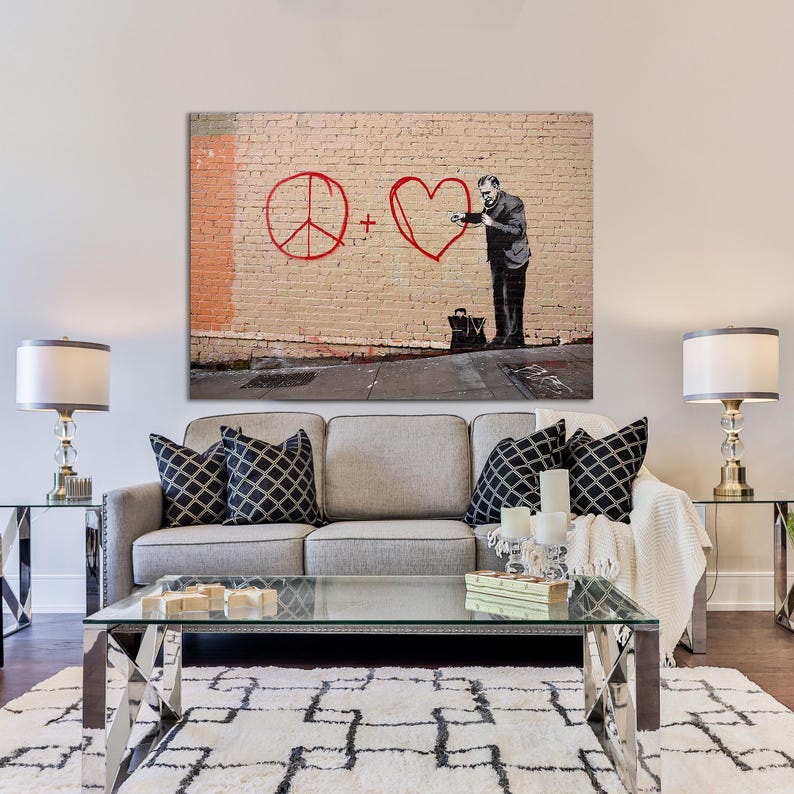 Banksy Peace and Love Doctor Canvas Art, Urban Street Pop Art Vintage ...