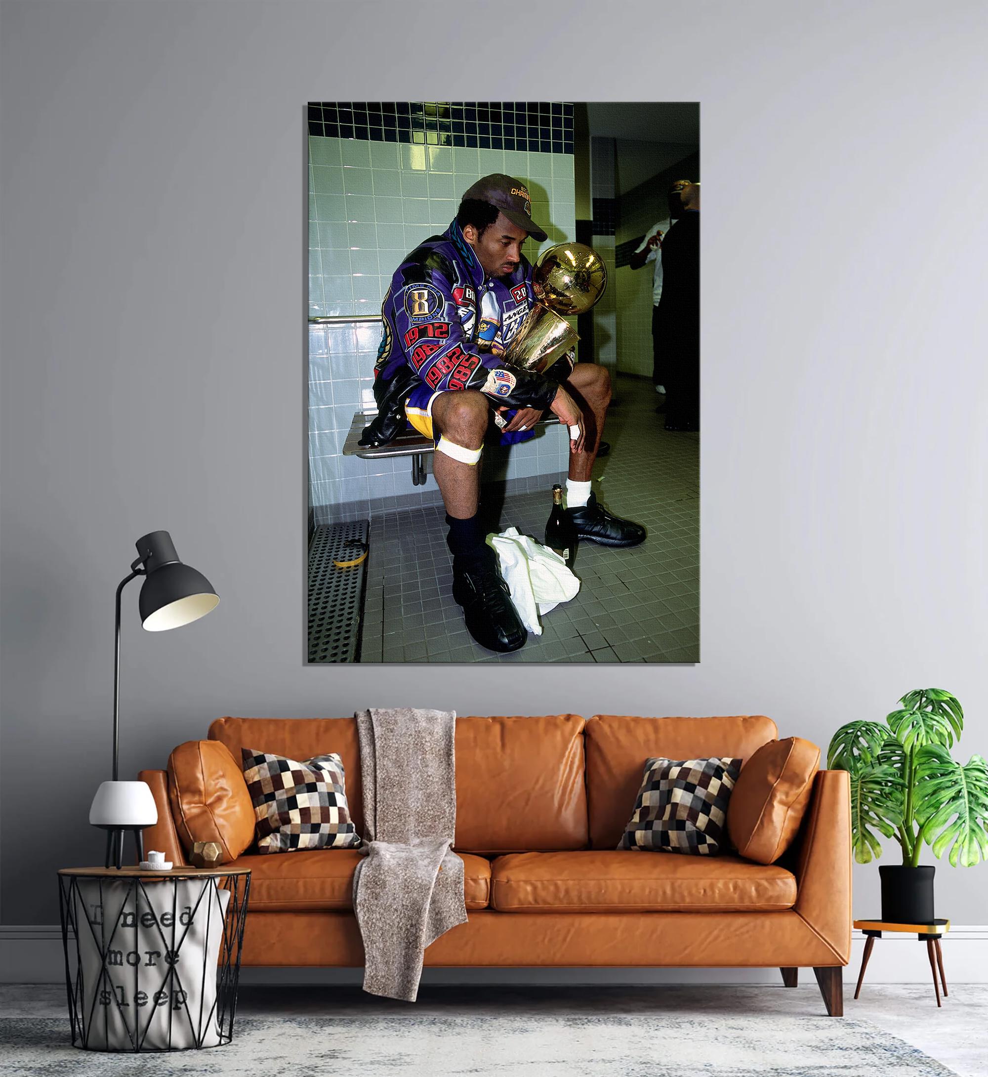 Kobe Iconic Championship Locker-room Photo Premium Canvas Wall Art ...