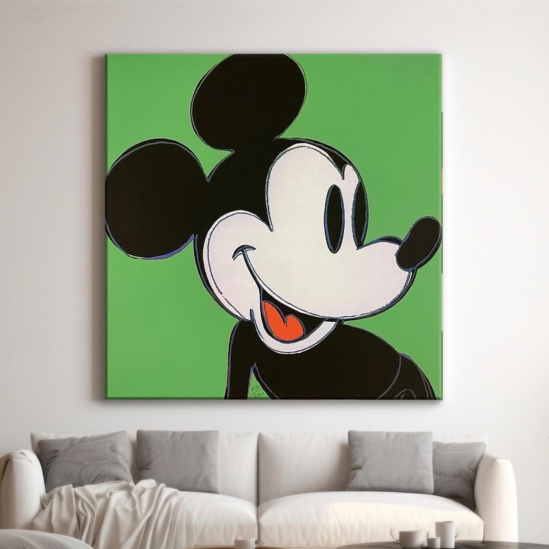 Andy Warhol Green Mickey Mouse Pop Art Canvas, Iconic Cartoon Print ...