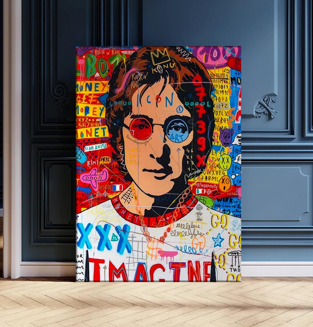 John Lennon Pop Art Graffiti Painting, John Lennon Handmade Oil ...