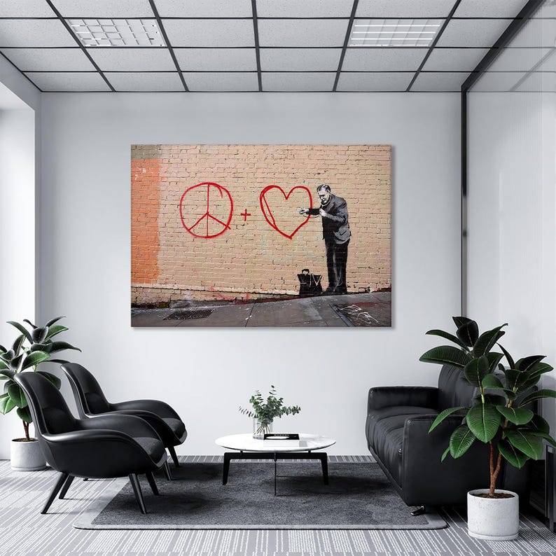 Banksy Peace and Love Doctor Canvas Art, Urban Street Pop Art Vintage ...