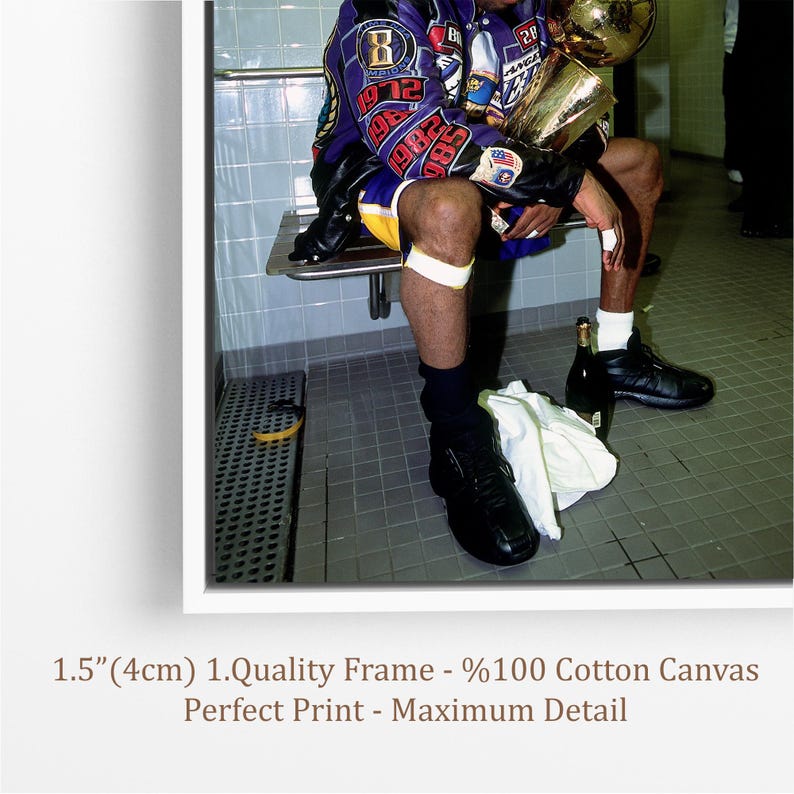 Kobe Iconic Championship Locker-room Photo Premium Canvas Wall Art ...