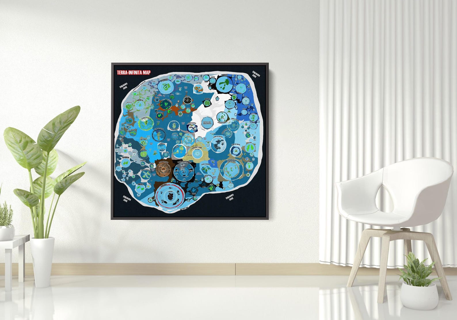 Terra Infinita Flat Earth Map High Resolution Canvas Print - Extra ...