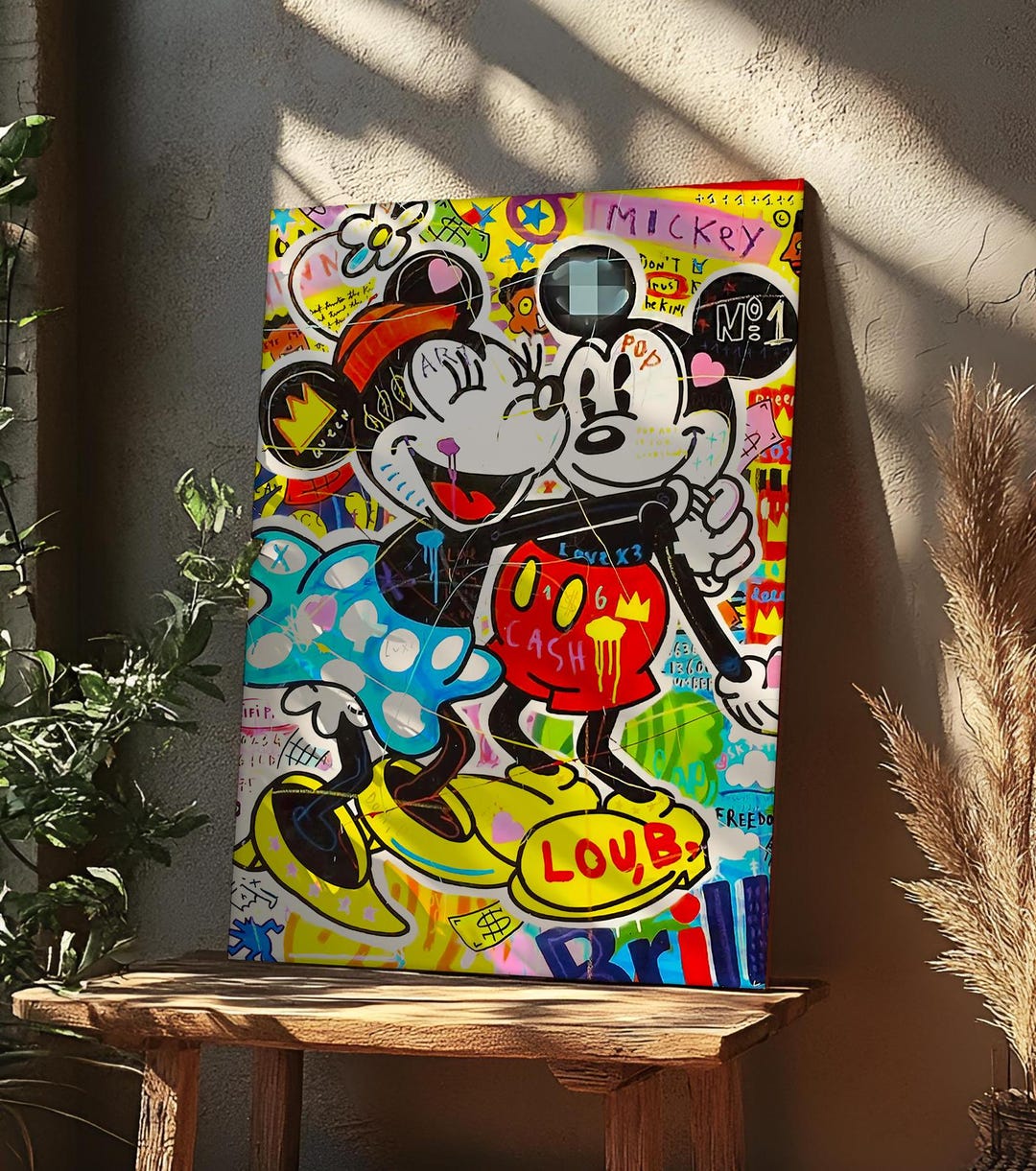 Mickey and Minnie Mouse Pop Art Graffiti Painting, Mickey Mouse ...