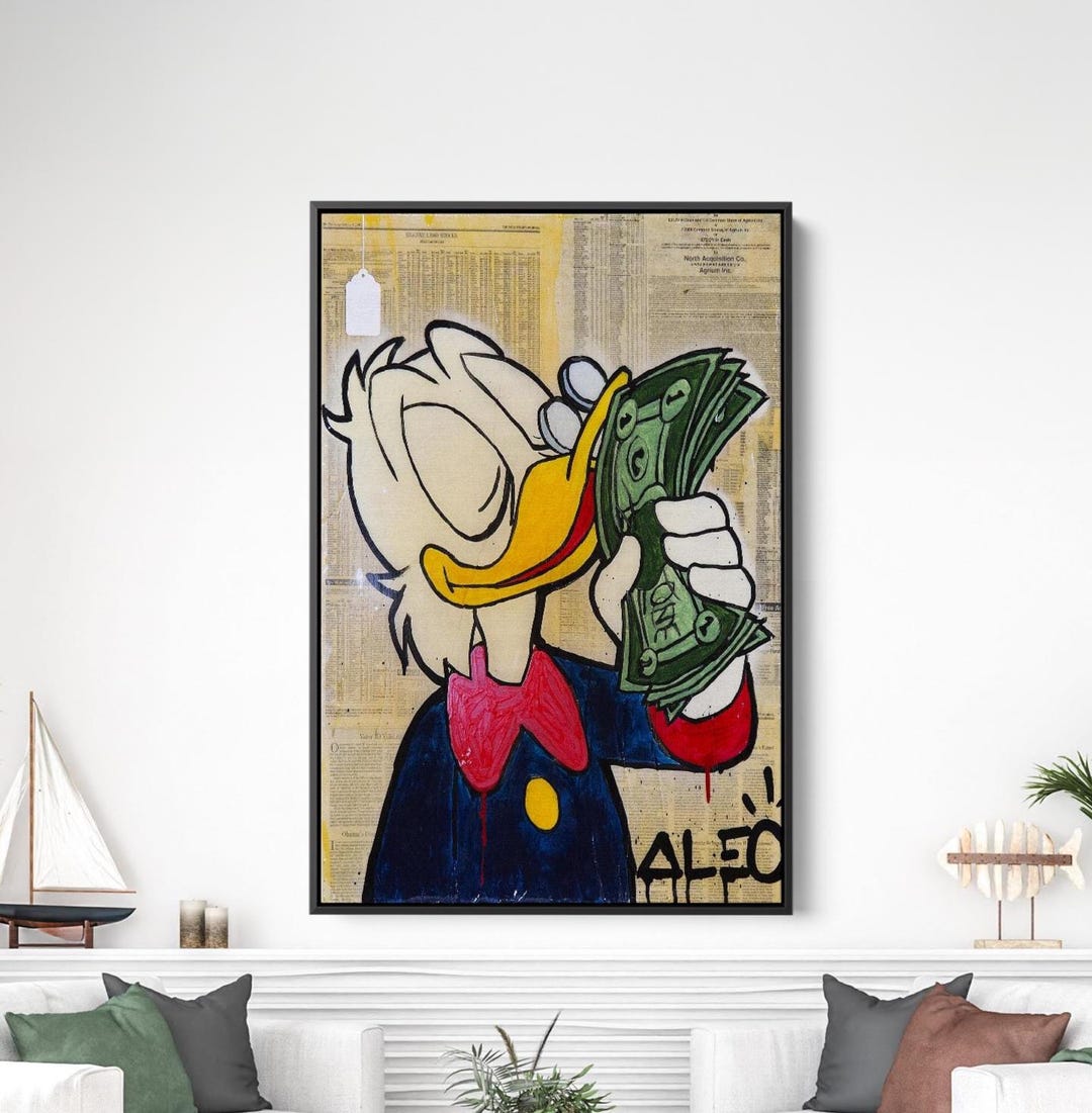 Scrooge Mcduck Dollars Pop Art Canvas – Bold Cartoon Money Wall Art for ...
