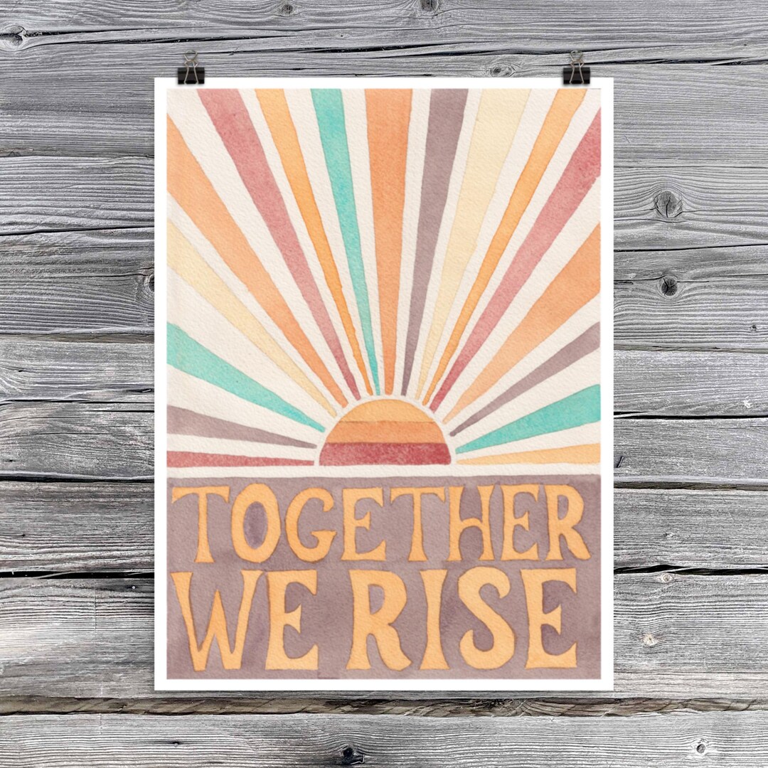 Together We Rise - Vintage Protest Poster - Original Watercolor Artwork ...